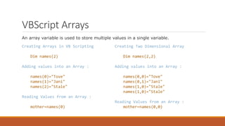 Qtp Vb Scripting | Ppt | Free Download