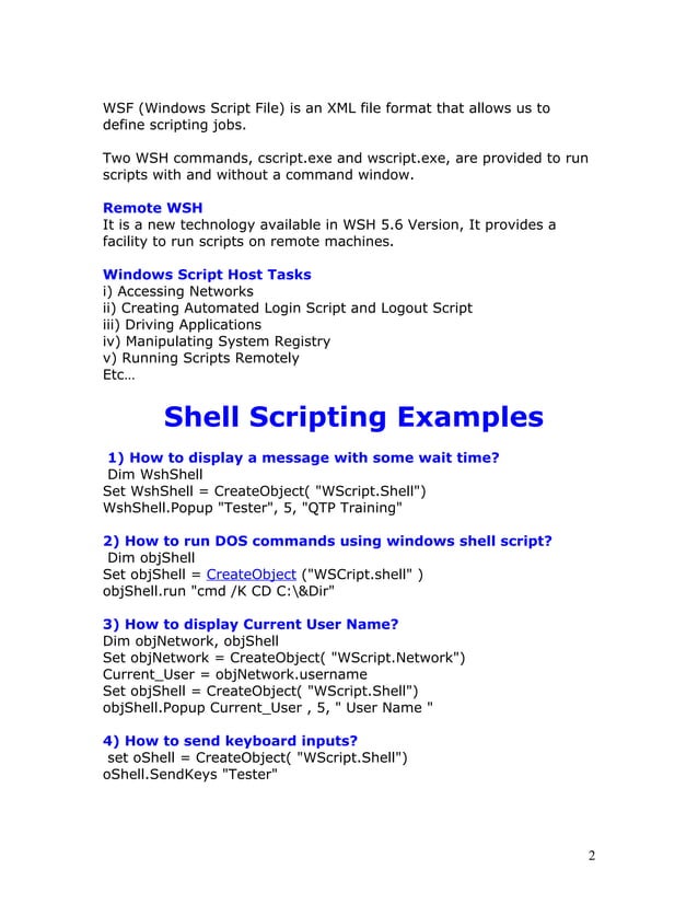 Qtp Wsh Scripts Examples Pdf