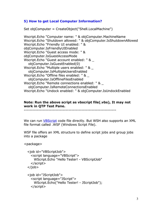 Qtp wsh scripts examples | PDF
