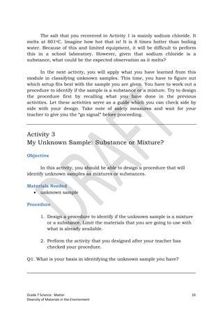 Qtr 1 module 3 substances & mixtures | PDF