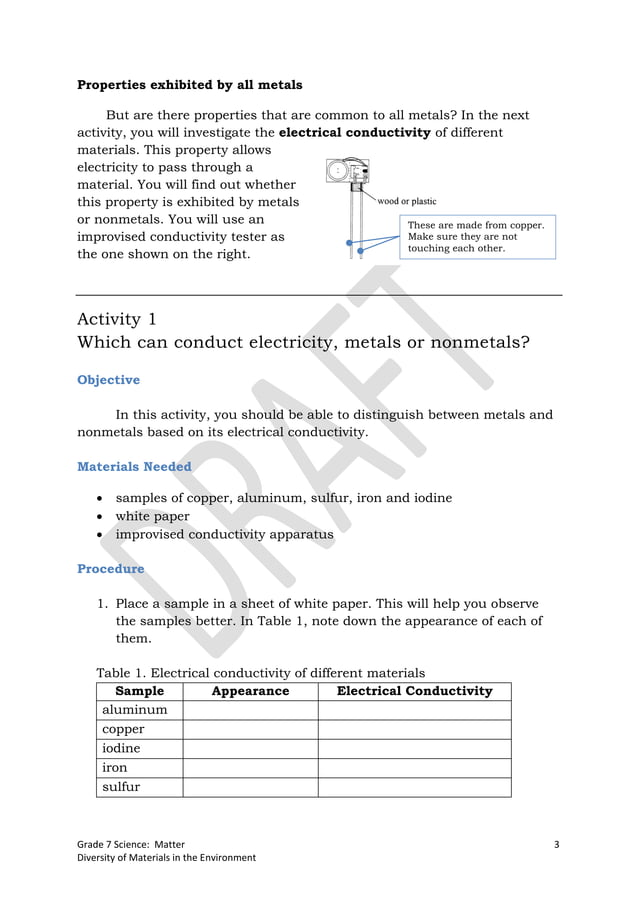 Qtr 1 module 5 metals & nonmetals | PDF | Chemistry | Science
