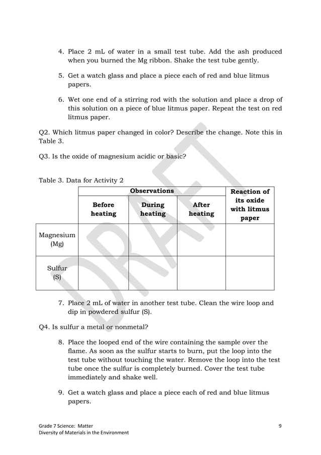 Qtr 1 module 5 metals & nonmetals | PDF | Chemistry | Science