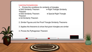 SIMILARITY OF TRIANGLES & PYTHAGOREAN THEOREM | PPT