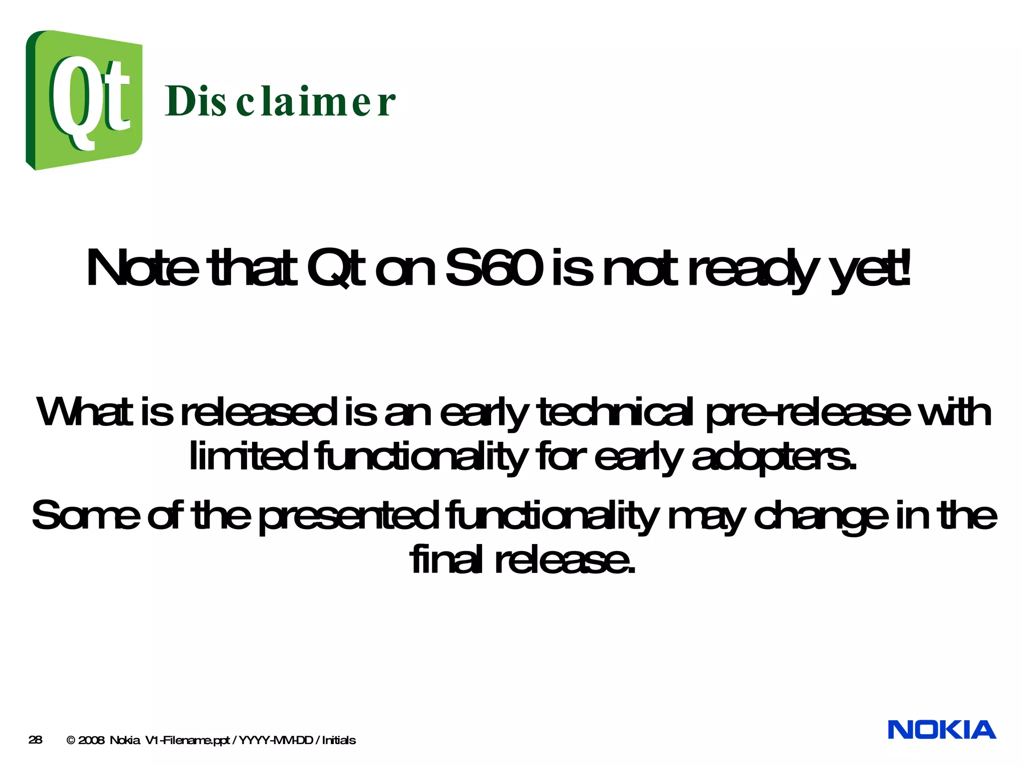 Qt S60 Technical Presentation Fn Stripped | PPT | Programming Languages | Computing