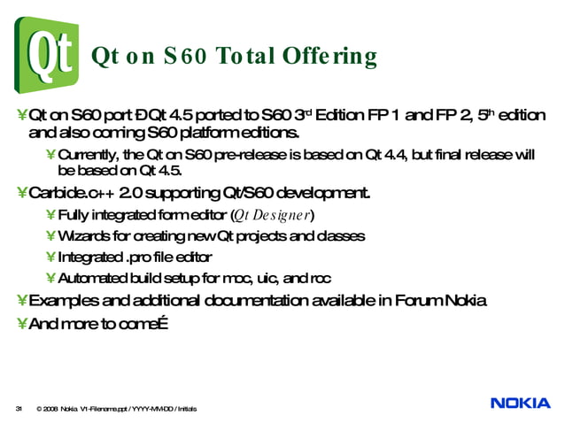 Qt S60 Technical Presentation Fn Stripped | PPT | Programming Languages | Computing