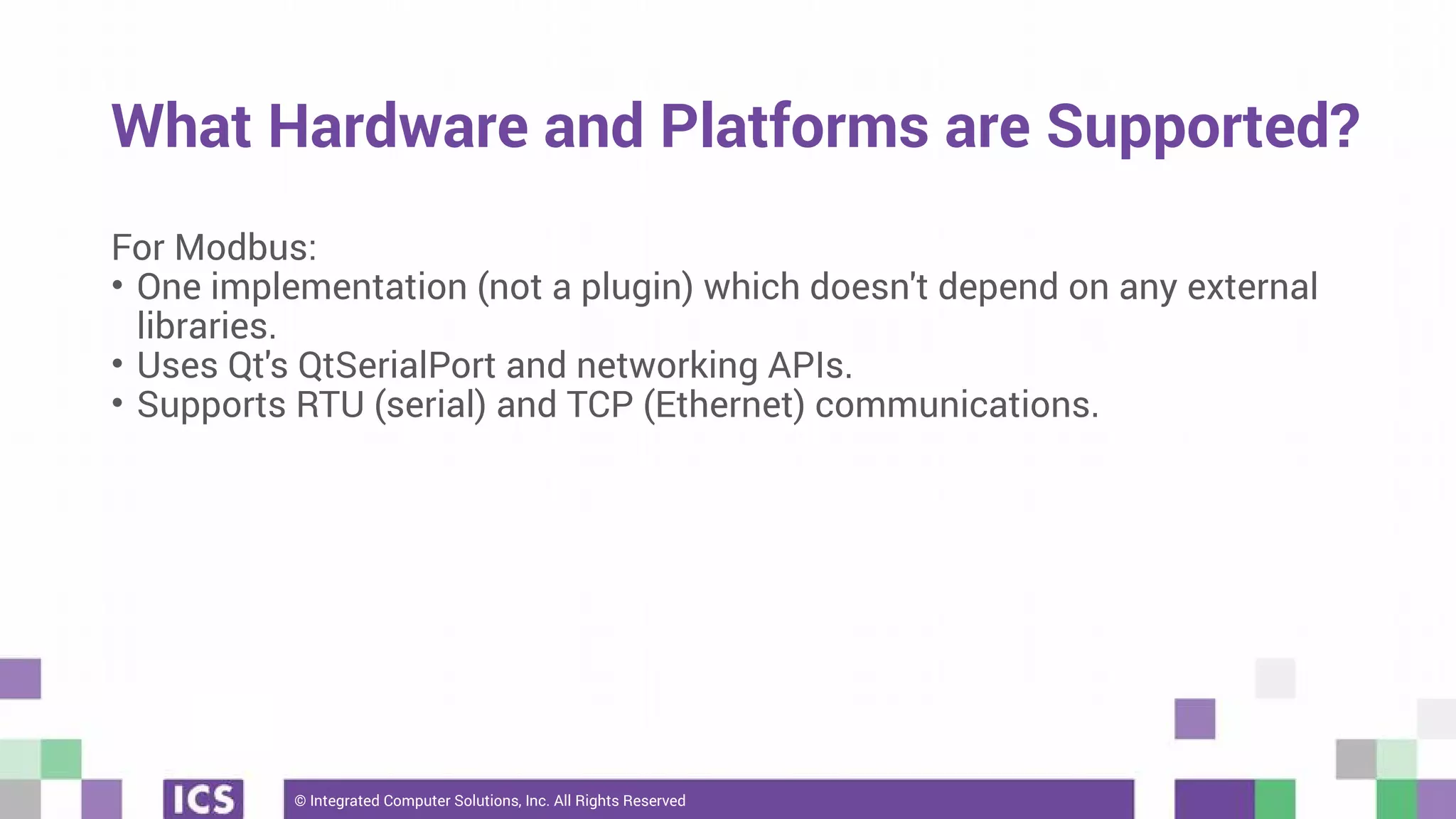 [Webinar] QtSerialBus: Using Modbus and CAN bus with Qt | PDF