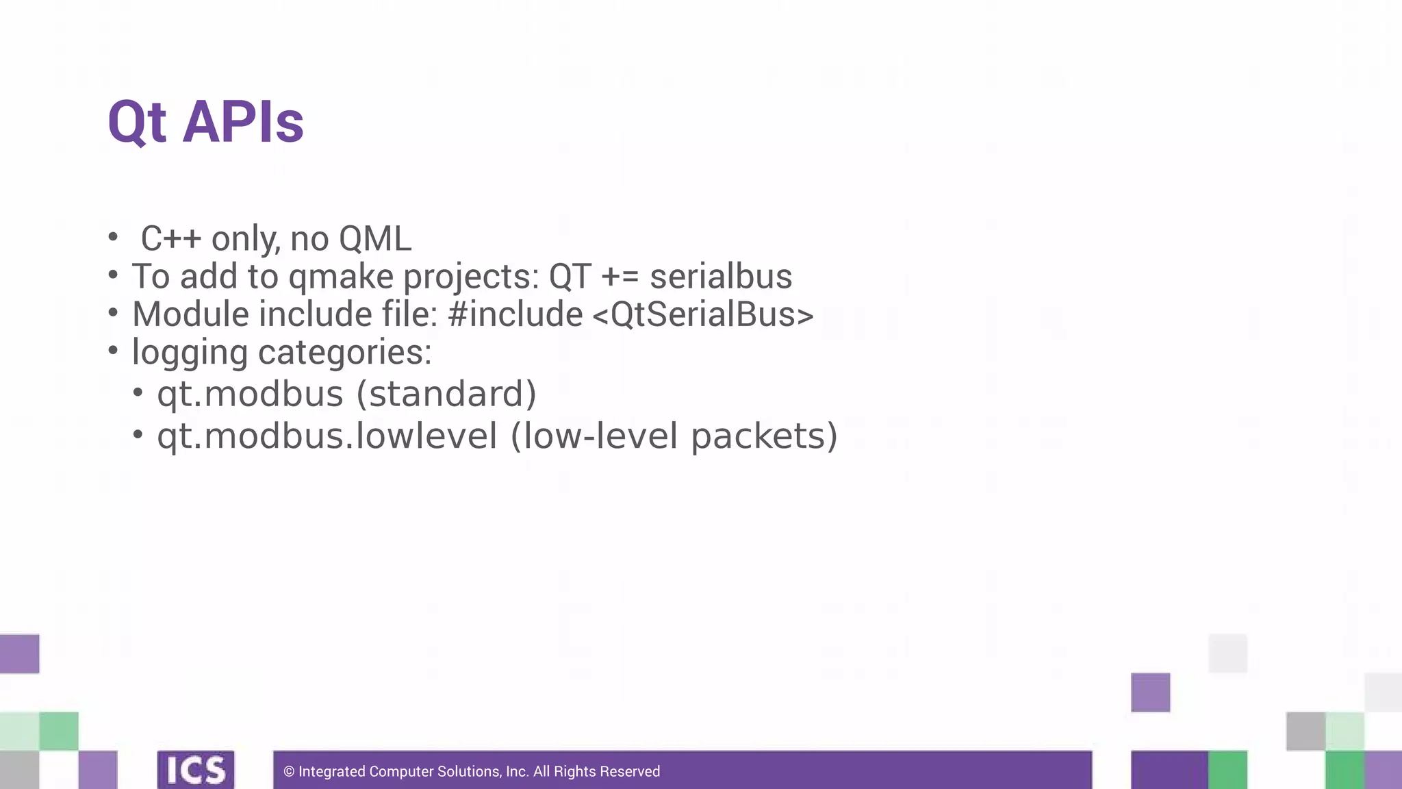 [Webinar] QtSerialBus: Using Modbus and CAN bus with Qt | PDF