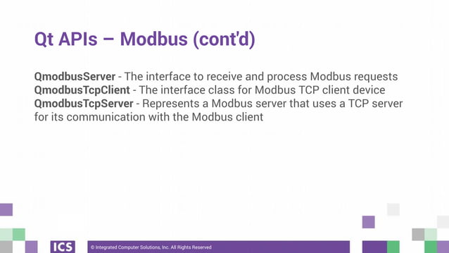 [Webinar] QtSerialBus: Using Modbus and CAN bus with Qt | PDF