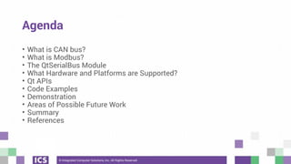 [Webinar] QtSerialBus: Using Modbus and CAN bus with Qt | PDF