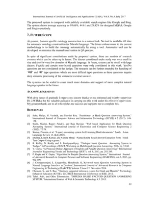 QUESTION ANSWERING SYSTEM USING ONTOLOGY IN MARATHI LANGUAGE | PDF