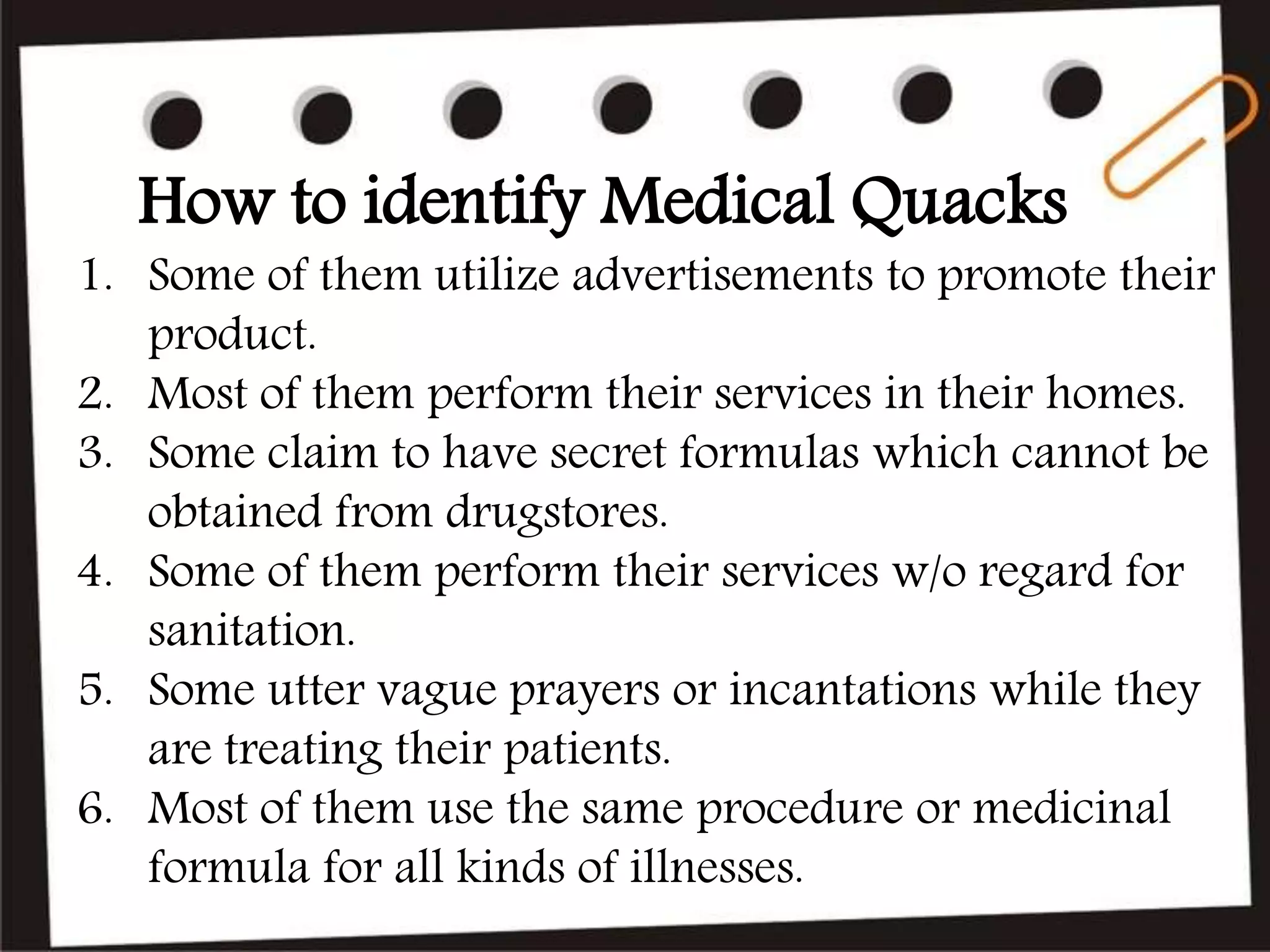 Medical Quackery and Traditional Medicine. | PPTX