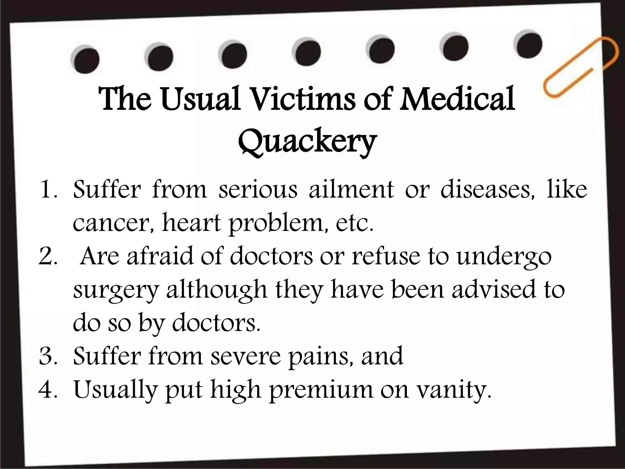 Medical Quackery and Traditional Medicine. | PPT | Free Download