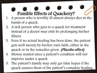 Medical Quackery and Traditional Medicine. | PPTX