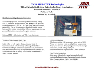 Quad chart s3.05 NASA sbir_kieran_claffey | PPT