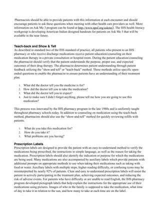 Pharmacy and health literacy handout | PDF