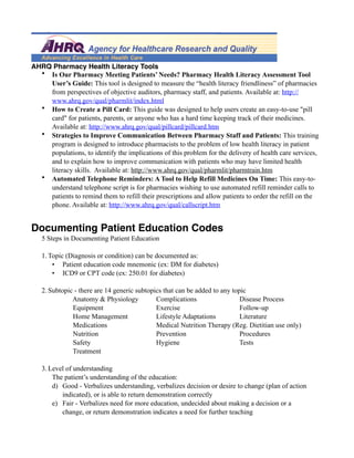 Pharmacy and health literacy handout | PDF