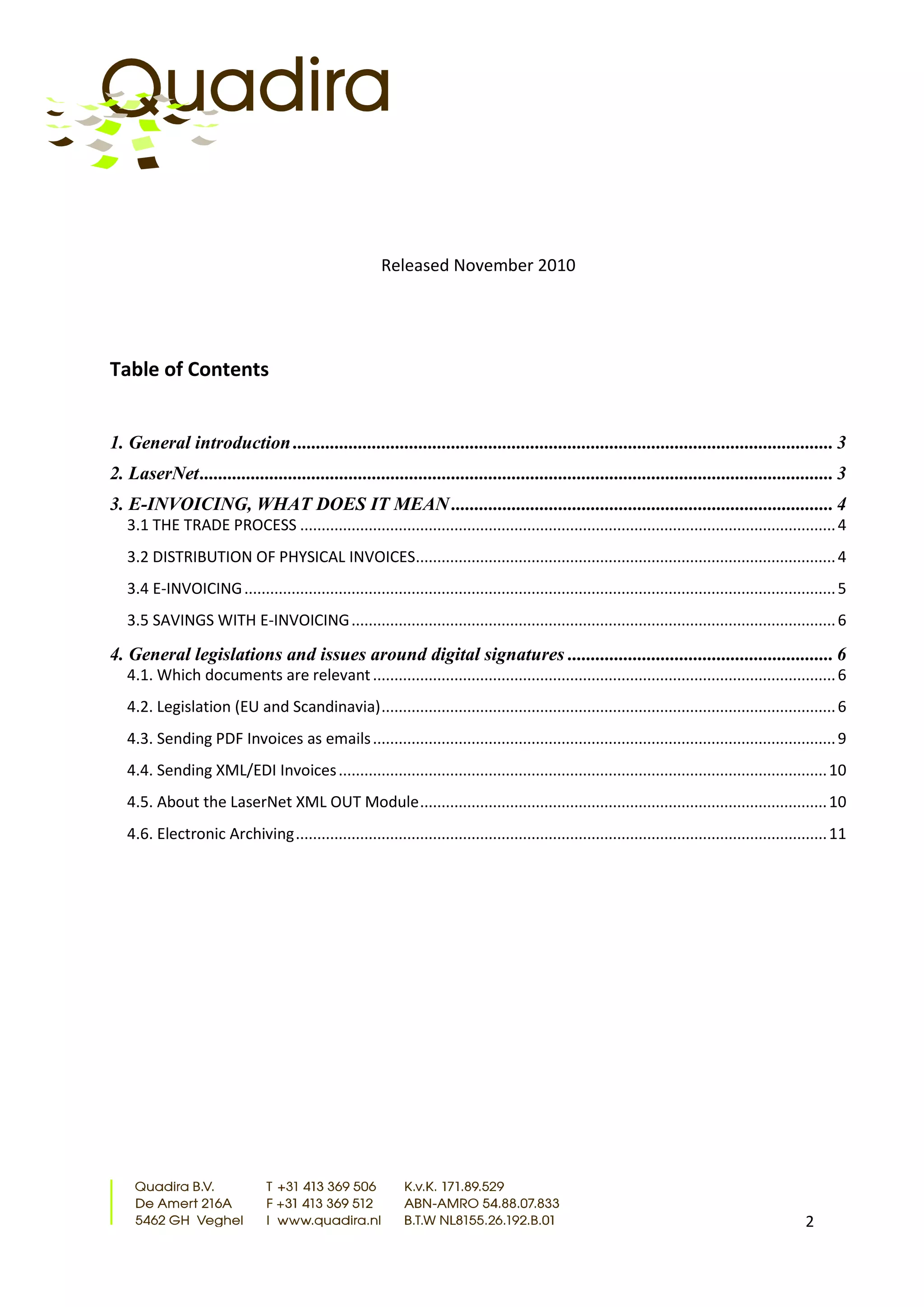 Quadira, e invoicing, digital signatures and document archiving | PDF