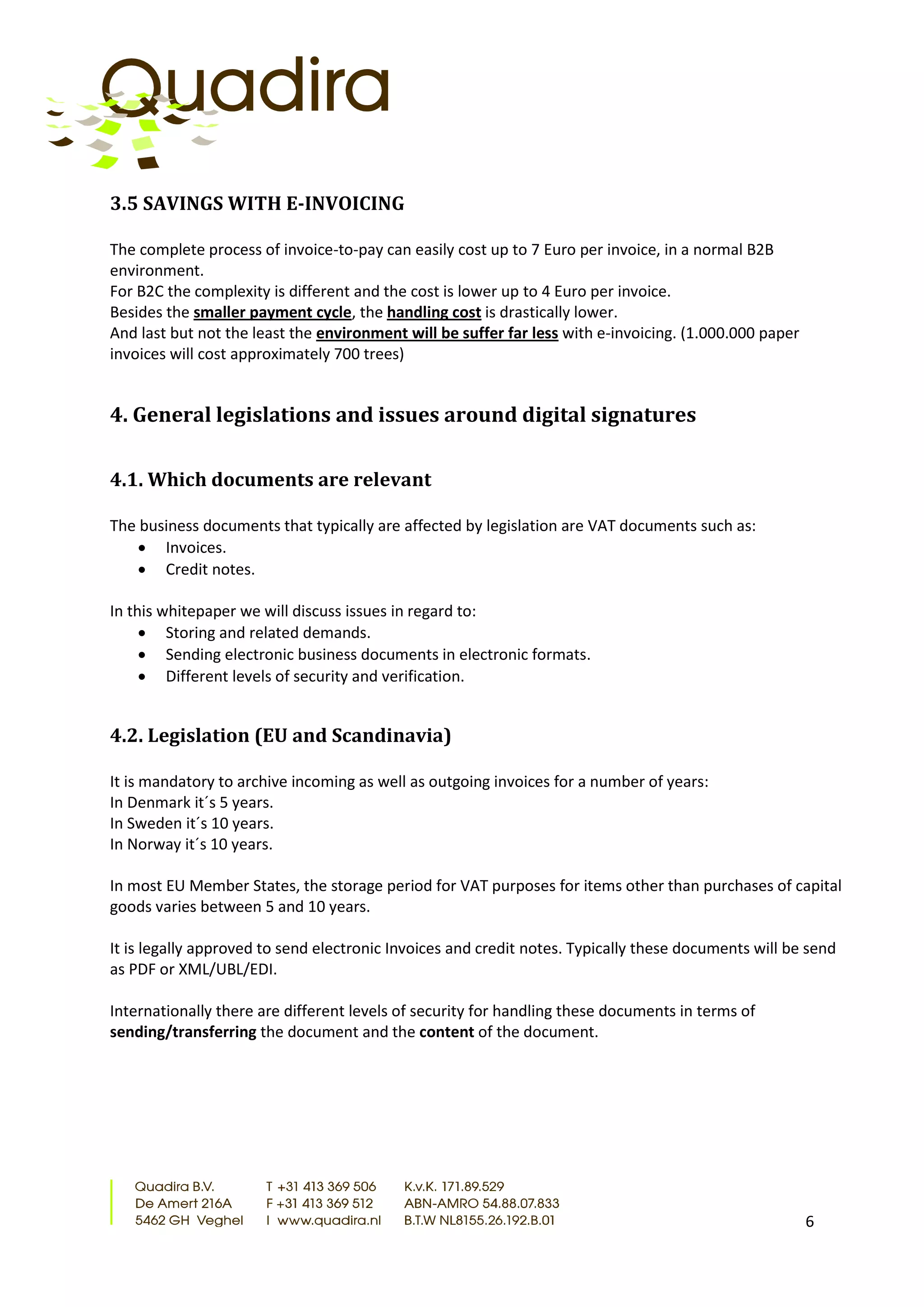 Quadira, e invoicing, digital signatures and document archiving | PDF