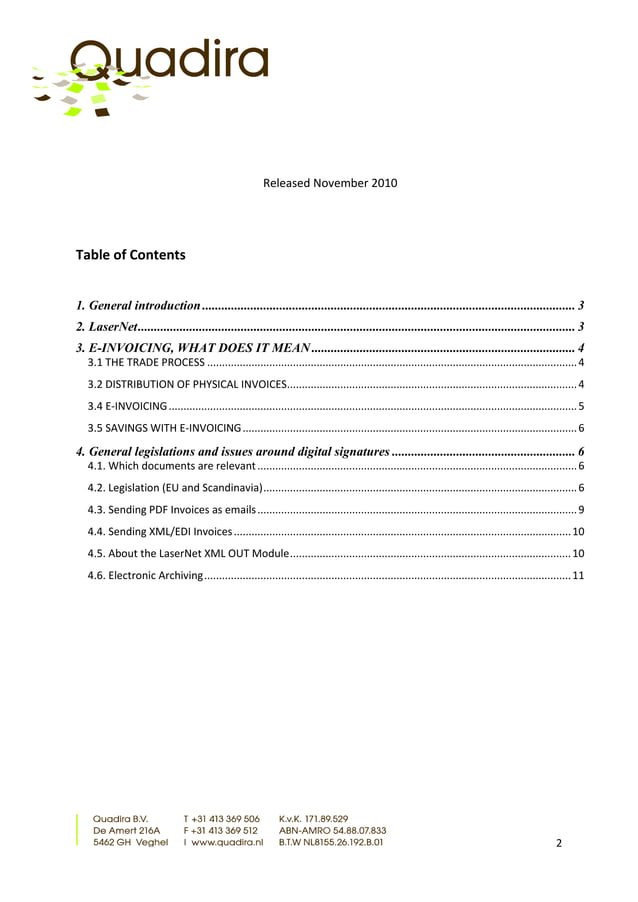 Quadira, e invoicing, digital signatures and document archiving | PDF ...