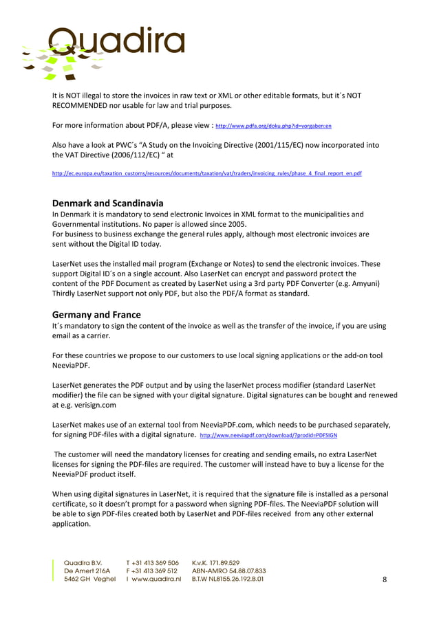 Quadira, e invoicing, digital signatures and document archiving | PDF