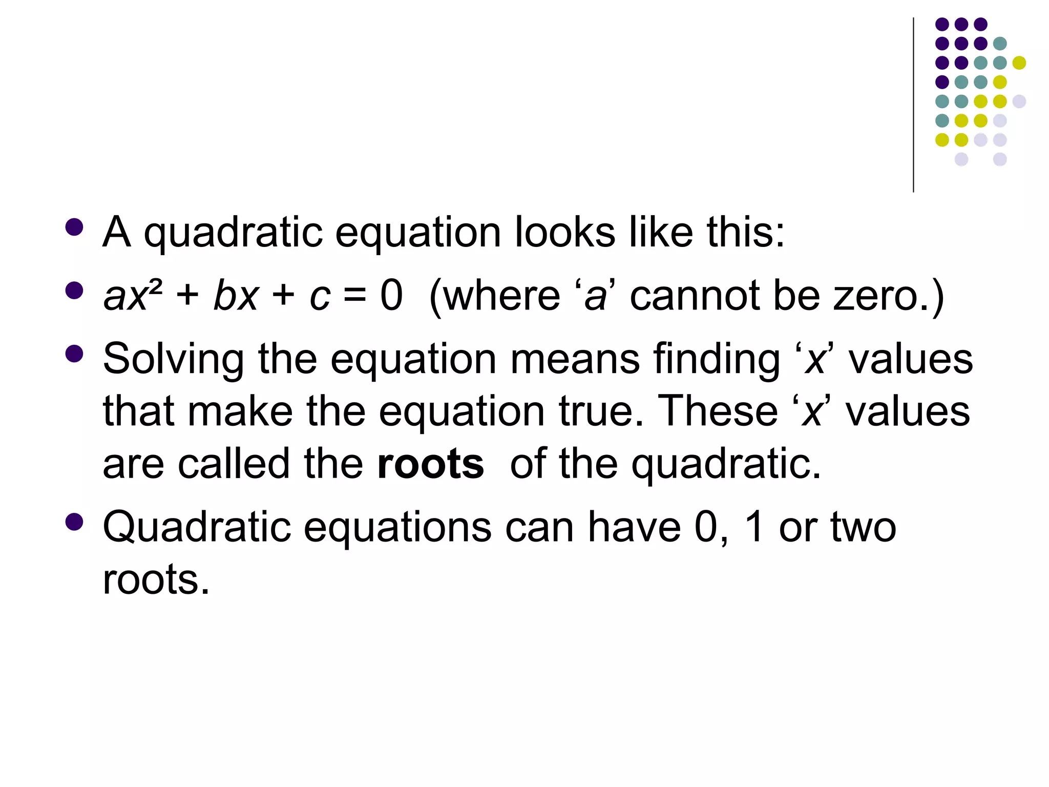 Quadractic equations.steps | PPT