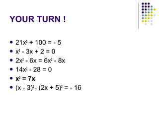 Quadractic equations.steps | PPT