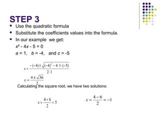 Quadratic Formula Steps