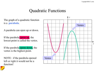 Quadratic function in standard form (y = ax^2 +bx + c | PPT