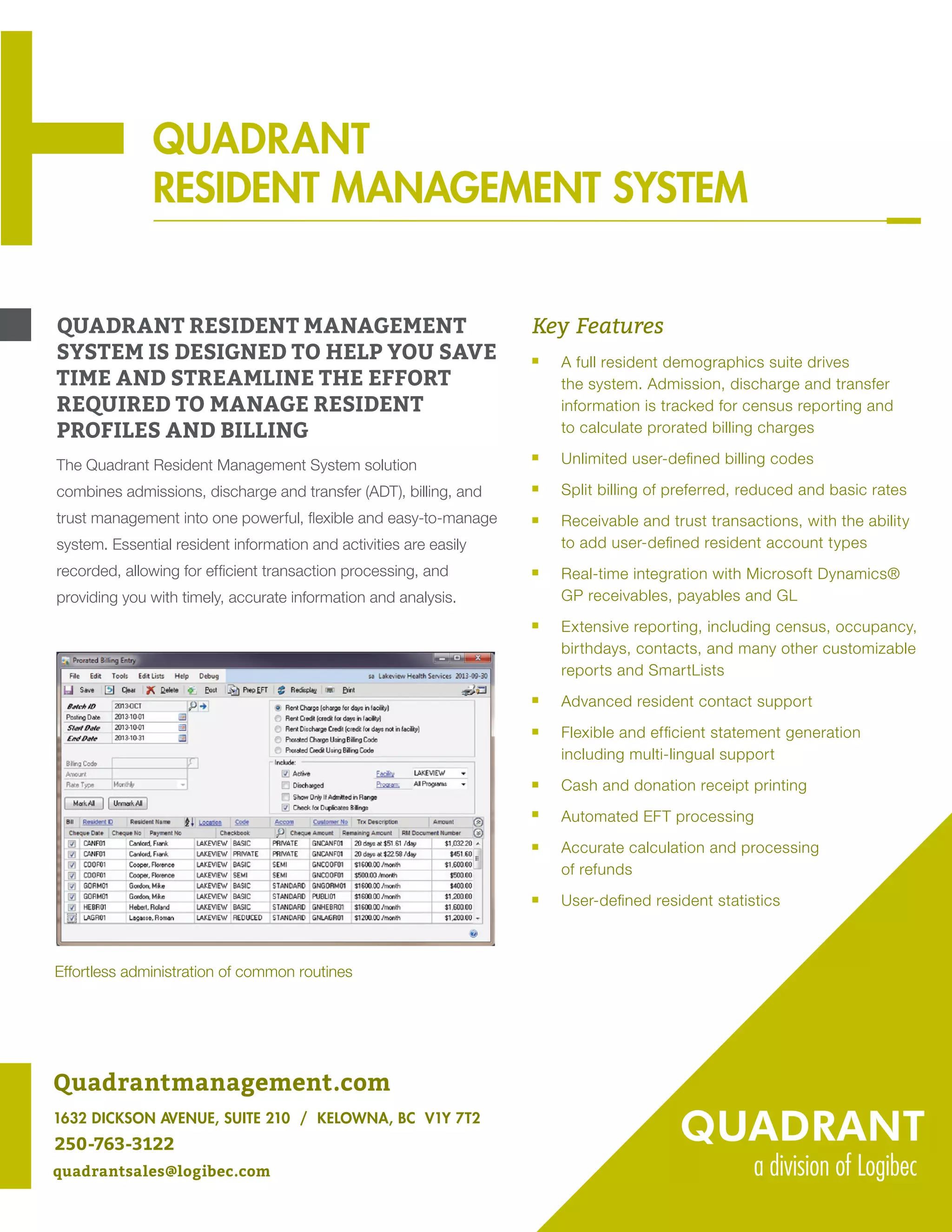 Quadrant Resident Management system | PDF