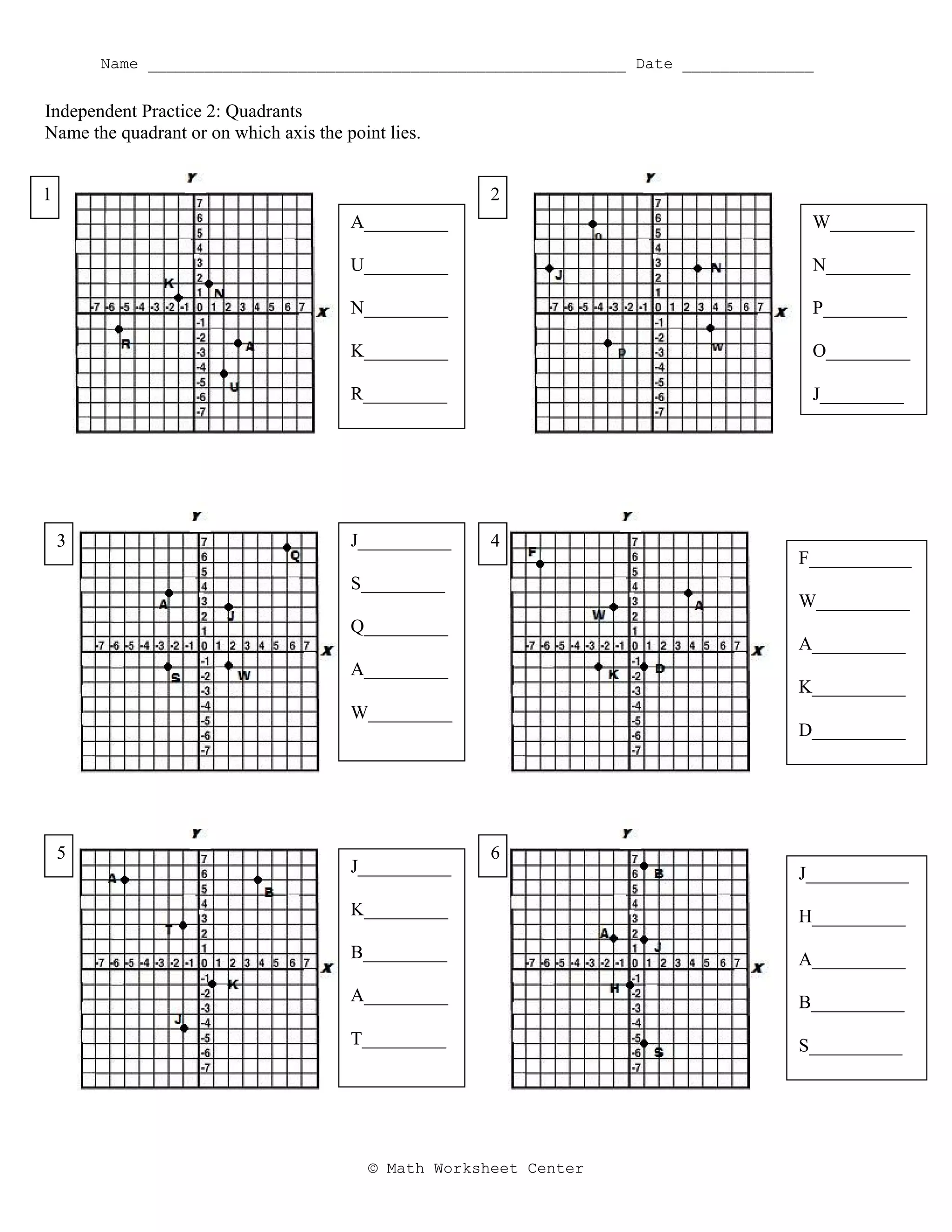 Quadrant worksheet | PDF