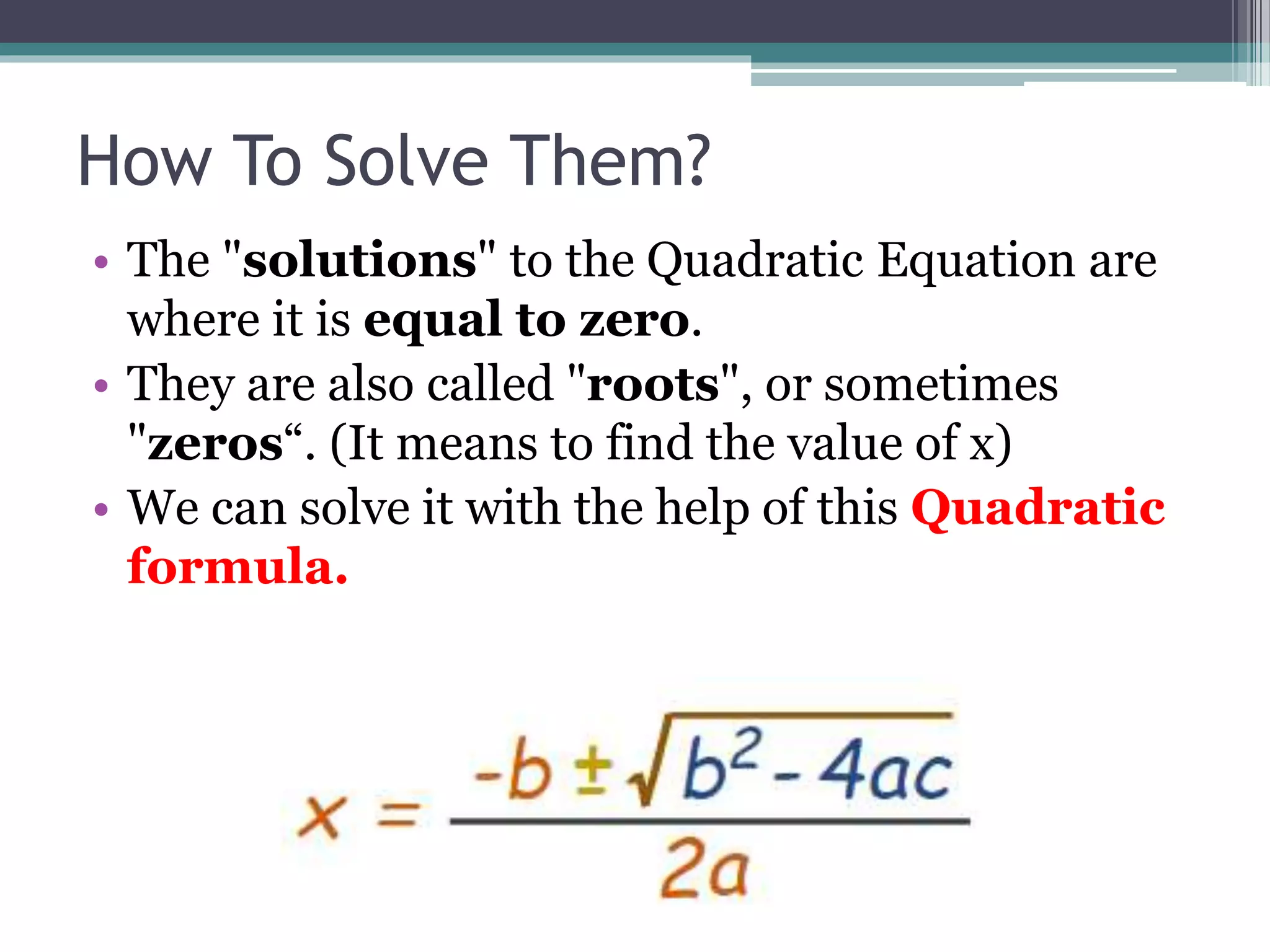 Quadratic Equation | PPTX | Physics | Science