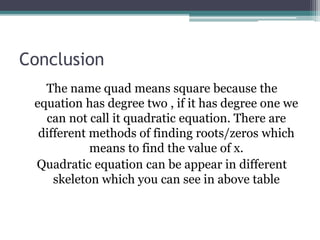Quadratic Equation | PPTX