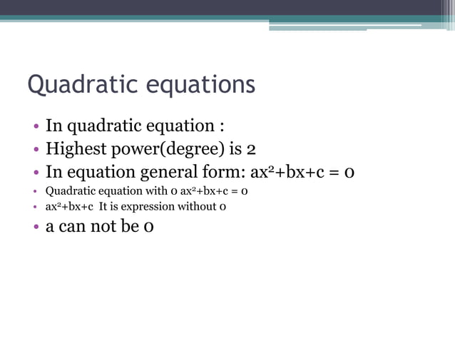 Quadratic Equation | PPTX | Physics | Science