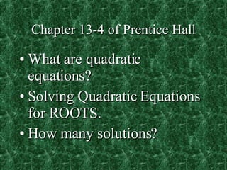 Quadratic And Roots | PPT