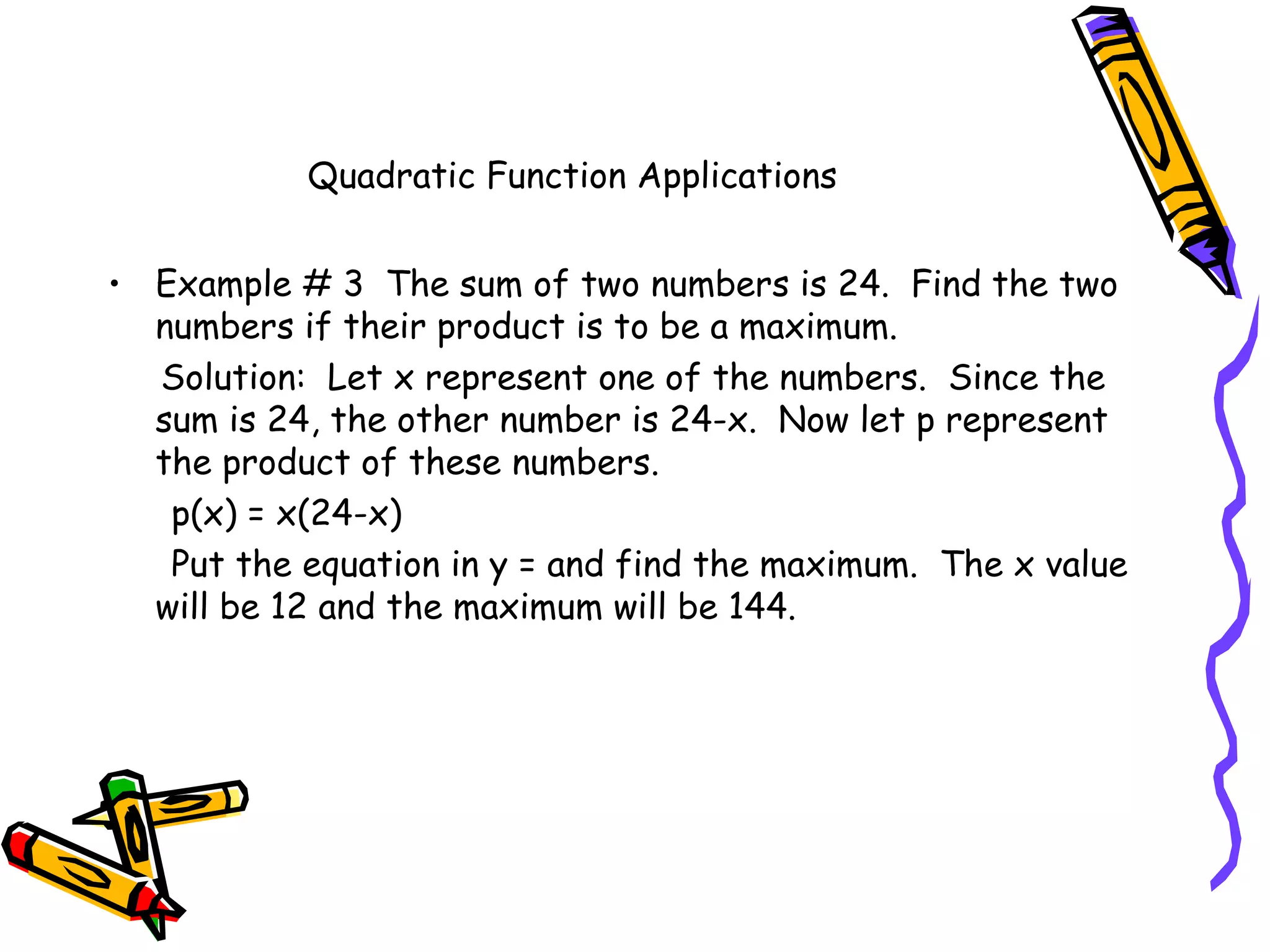 Quadratic applications ver b | PPT
