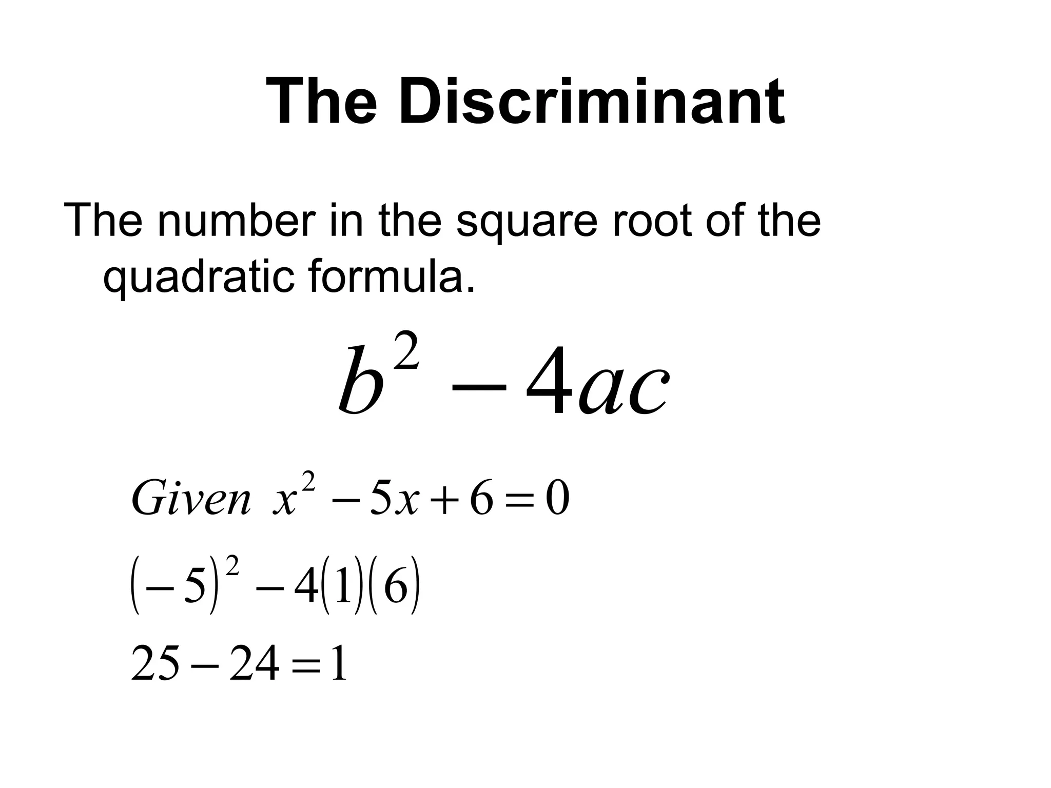 Quadratic Equation and discriminant | PPT
