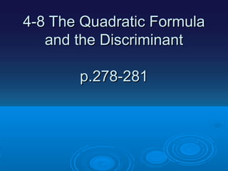 Quadratic Equation and discriminant | PPT