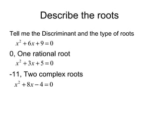 Quadratic Equation and discriminant | PPT
