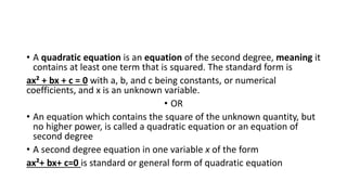 Quadratic equation | PPT