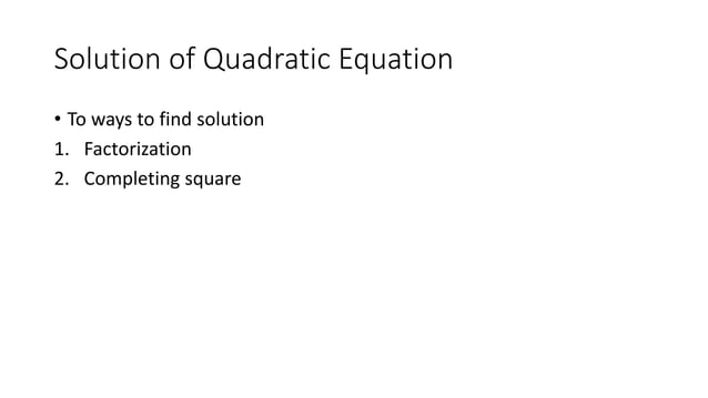 Quadratic equation | PPT