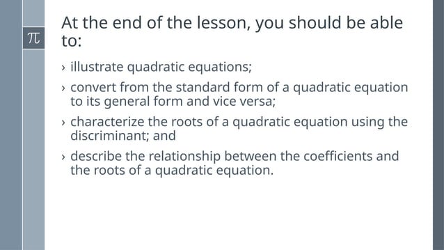 Grade 9 Mathematics: Quadratic equation.pptx | Physics | Science