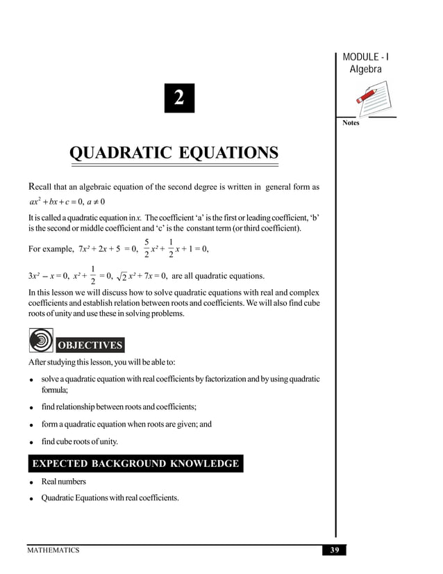 Quadratic equations | PDF