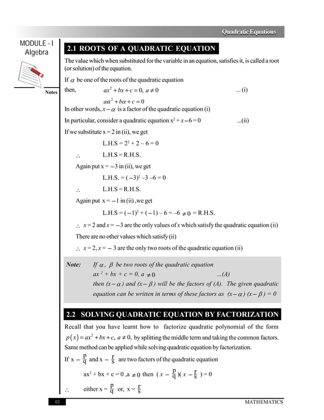 Quadratic equations | PDF