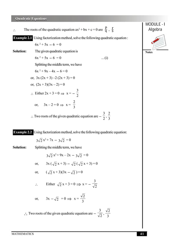 Quadratic equations | PDF