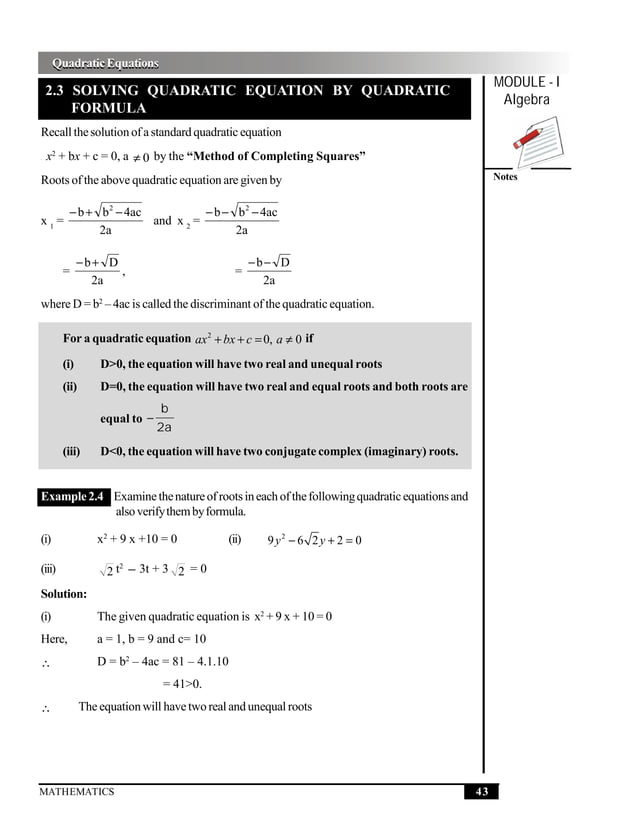 Quadratic equations | PDF