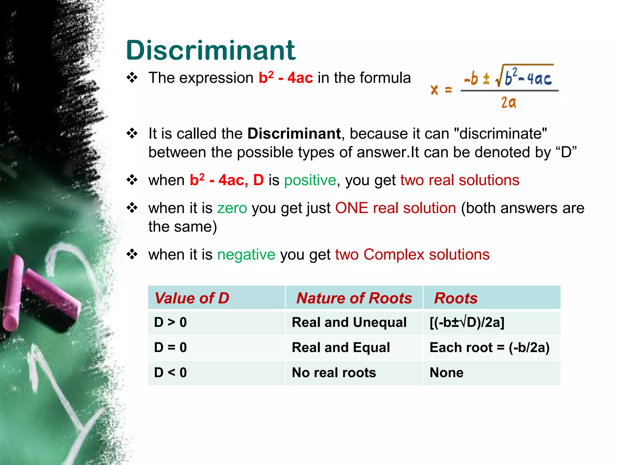 Quadratic equations | PPTX