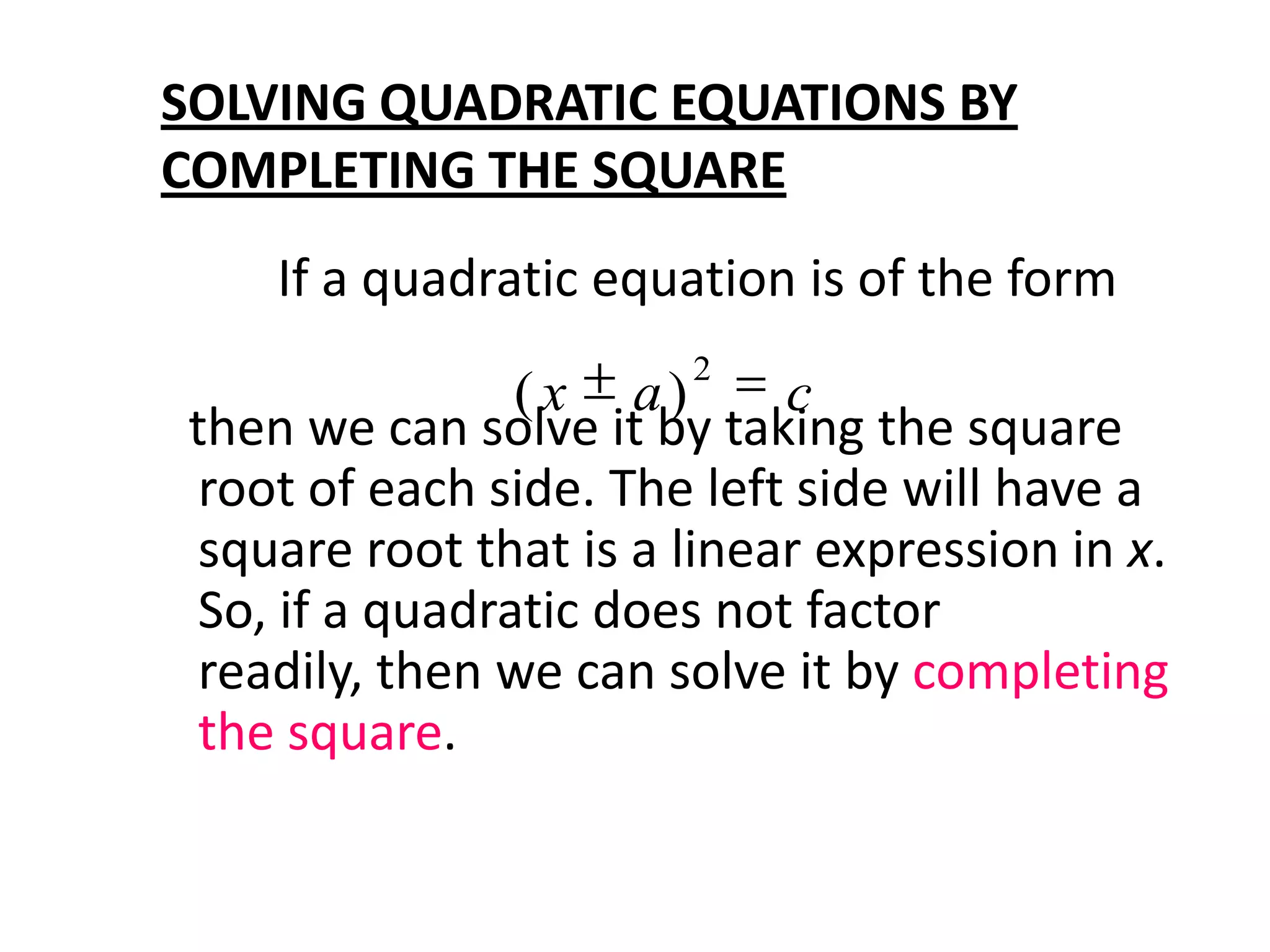 Quadratic equations | PPT