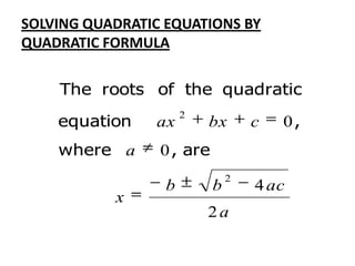 Quadratic equations | PPTX