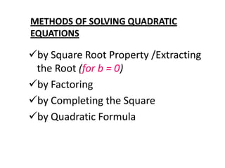 Quadratic equations | PPT