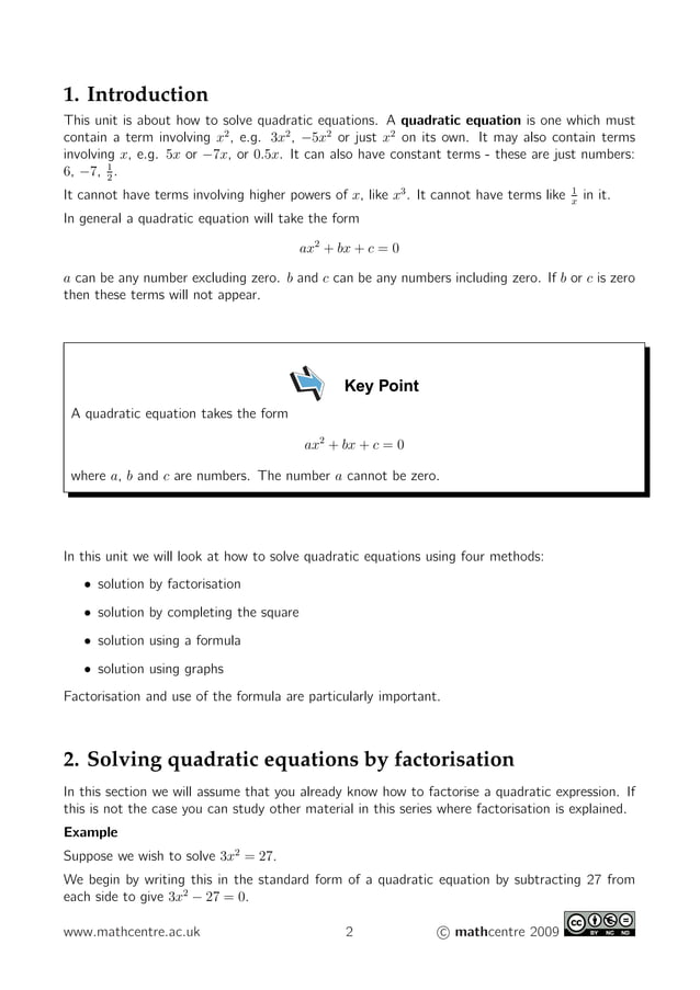 Quadratic Equations Pdf